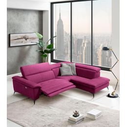 Ecksofa Egoitaliano "Martine, Multifunktionssofa mit Komfortfunktionen, edel und bequem", pink (fuchsia), B:272cm H:96cm T:203cm, Sofas, Ecksofa, mit Ottomane, elektrischer Relaxfunktion und Kopfteilverstellung
