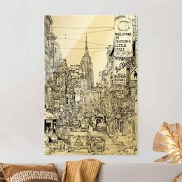 Glasbild Schwarz-Wei&szlig; Stadtstudie - Little Italy