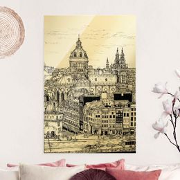 Glasbild Schwarz-Wei&szlig; Stadtstudie - Altstadt