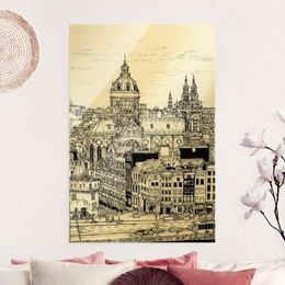Glasbild Schwarz-Wei&szlig; Stadtstudie - Altstadt