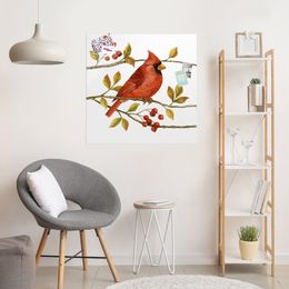 Glasbild V&ouml;gel und Beeren - Rotkardinal