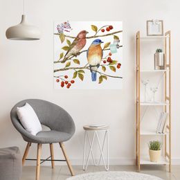 Glasbild V&ouml;gel und Beeren - H&uuml;ttens&auml;nger