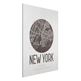 Alu-Dibond Spr&uuml;che Stadtplan New York - Retro