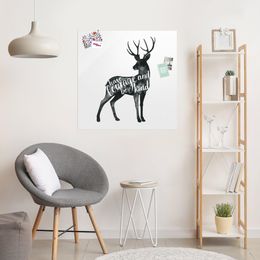 Glasbild Tiere mit Weisheit - Hirsch