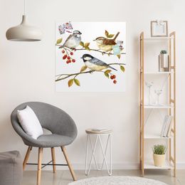 Glasbild V&ouml;gel und Beeren - Meisen