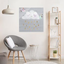 Glasbild Wolke mit goldenen Regentropfen