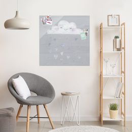 Glasbild Wolke mit silbernen Herzen