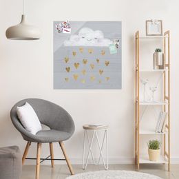 Glasbild Wolke mit goldenen Herzen