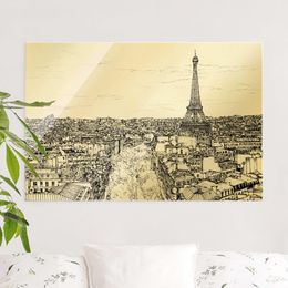 Glasbild Schwarz-Wei&szlig; Stadtstudie - Paris