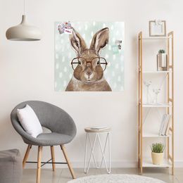Glasbild Bebrillte Tiere - Hase