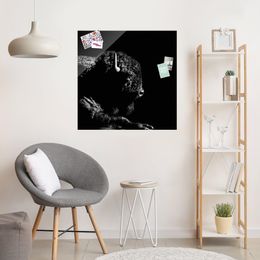 Glasbild Bison vor Schwarz