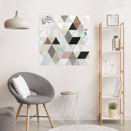 Glasbild Aquarell-Mosaik mit Dreiecken I