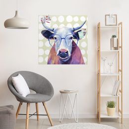 Glasbild Bebrillte Tiere - Kuh