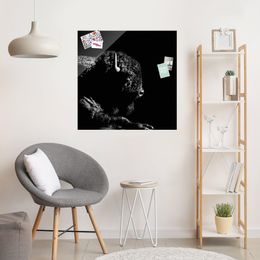 Glasbild Bison vor Schwarz