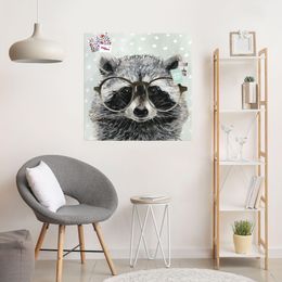 Glasbild Bebrillte Tiere - Waschb&auml;r