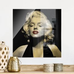 Glasbild Marilyn mit roten Lippen