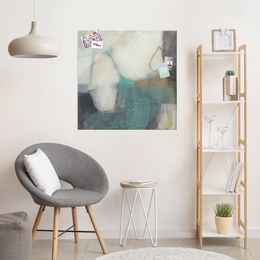 Glasbild Fangz&auml;hne mit T&uuml;rkis II