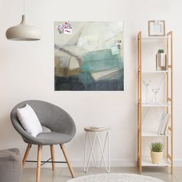 Glasbild Fangz&auml;hne mit T&uuml;rkis I