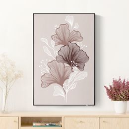 Akustik-Wechselbild Illustration Ginkobl&auml;tter Rosa