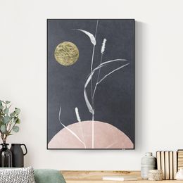 Akustik-Wechselbild Goldener Mond mit Schilf