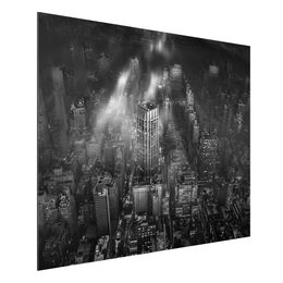 Alu-Dibond Schwarz-Wei&szlig; Sonnenlicht &uuml;ber New York City