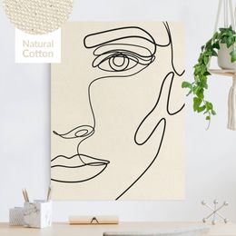 Leinwandbild Line Art Portrait Frau Schwarz Wei&szlig;