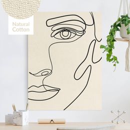 Leinwandbild Line Art Portrait Frau Schwarz Wei&szlig;