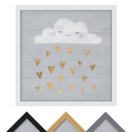 Kinderzimmer Bild mit Rahmen Wolke mit goldenen Herzen