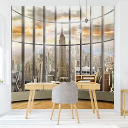 Fototapete B&uuml;roausblick - Vliestapete nach Ma&szlig; Skyline Stadt Wohnzimmer Schlafzimmer Bad Badezimmer K&uuml;che Flur Esszimmer