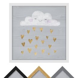 Kinderzimmer Bild mit Rahmen Wolke mit goldenen Herzen