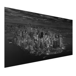 Alu-Dibond Schwarz-Wei&szlig; New York - Manhattan aus der Luft