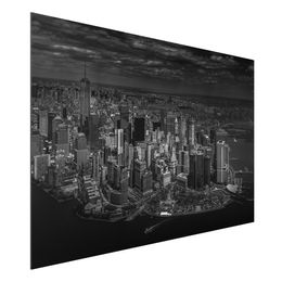 Alu-Dibond Schwarz-Wei&szlig; New York - Manhattan aus der Luft
