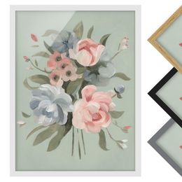 Blumen Bild mit Rahmen Bouquet in Pastell II