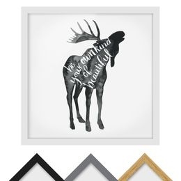Schwarz-Wei&szlig; Bild mit Rahmen Tiere mit Weisheit - Elch