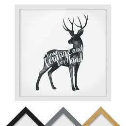 Spruch Bild mit Rahmen Tiere mit Weisheit - Hirsch