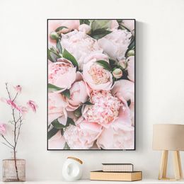 Akustik-Wechselbild Rosa Pfingstrosen mit Bl&auml;ttern