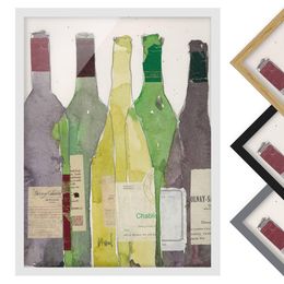Aquarell Bild mit Rahmen Wein & Spirituosen III
