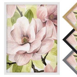Blumen Bild mit Rahmen Magnolie err&ouml;tet I