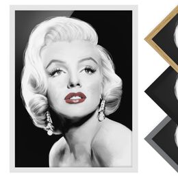 Portrait Bild mit Rahmen Marilyn mit Ohrschmuck