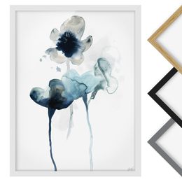 Aquarell Bild mit Rahmen Mitternachtsbl&uuml;ten II