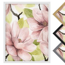 Blumen Bild mit Rahmen Magnolie err&ouml;tet II