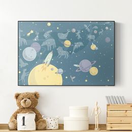 Akustik-Wechselbild Planeten mit Sternzeichen und Raketen