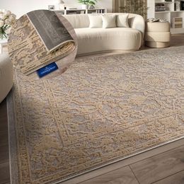 Villeroy & Boch Teppich VILLEROY & BOCH "Ambroise", grau (grau,beige), B:200cm H:5,5mm L:290cm, Polyester, Teppiche, Wohnzimmer, Schlafzimmer, Modern, Hoch-Tief Effekt, Flur