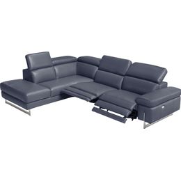 Ecksofa Egoitaliano "Candice, elegant, edel und bequem, erstklassiger Sitzkomfort, L-Form", grau (smoke), B:278cm H:100cm T:221cm, Leder &raquo;BULL&laquo; (echtes Rindsleder). Geschliffenes, pigmentiertes und behandeltes Rindsleder mit einer Dicke von 1, 3-1, 5 mm. Dieses Leder zeigt eine ziemlich weiche Hand mit einem halb undurchsichtigen Aussehen. Es handelt sich um ein gesch&uuml;tztes Leder. Eine leichte Dec