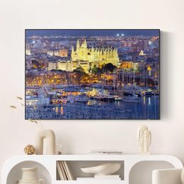 Akustik-Wechselbild Palma de Mallorca City Skyline und Hafen