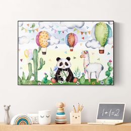 Akustik-Wechselbild Panda und Lama Aquarell