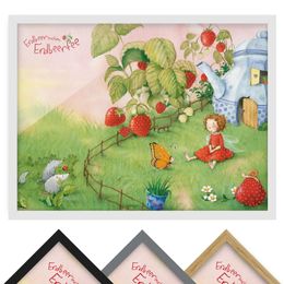 Kinderzimmer Bild mit Rahmen Erdbeerinchen Erdbeerfee - Im Garten
