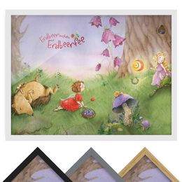 Kinderzimmer Bild mit Rahmen Erdbeerinchen Erdbeerfee - Im Wald