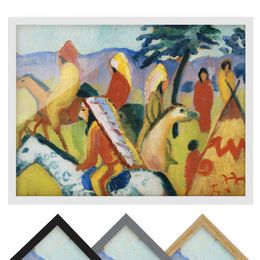 Kunstdruck mit Rahmen August Macke - Reitende Indianer beim Zelt