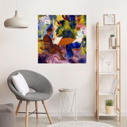 Glasbild Kunstdruck August Macke - Paar am Gartentisch
